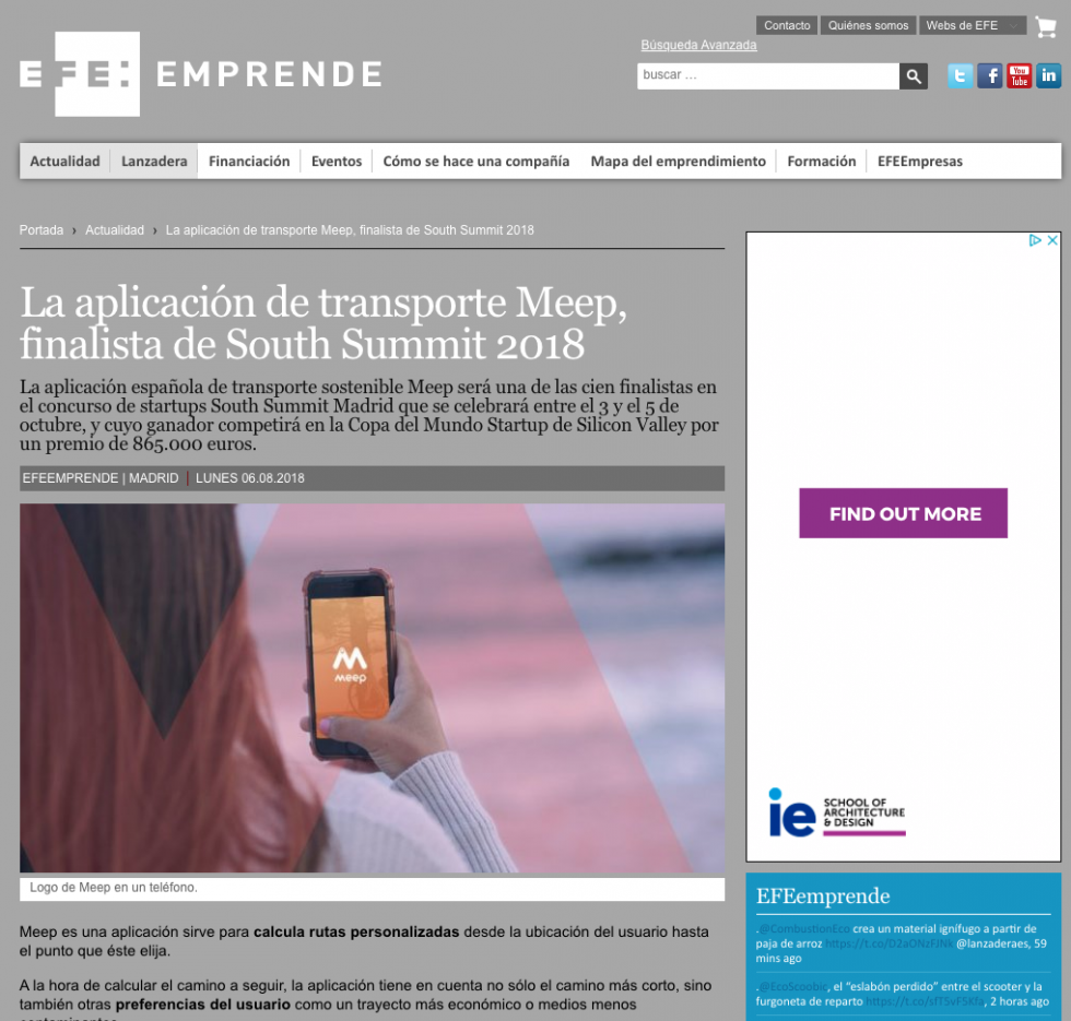 La aplicación de transporte Meep, finalista de South Summit 2018 – Meep